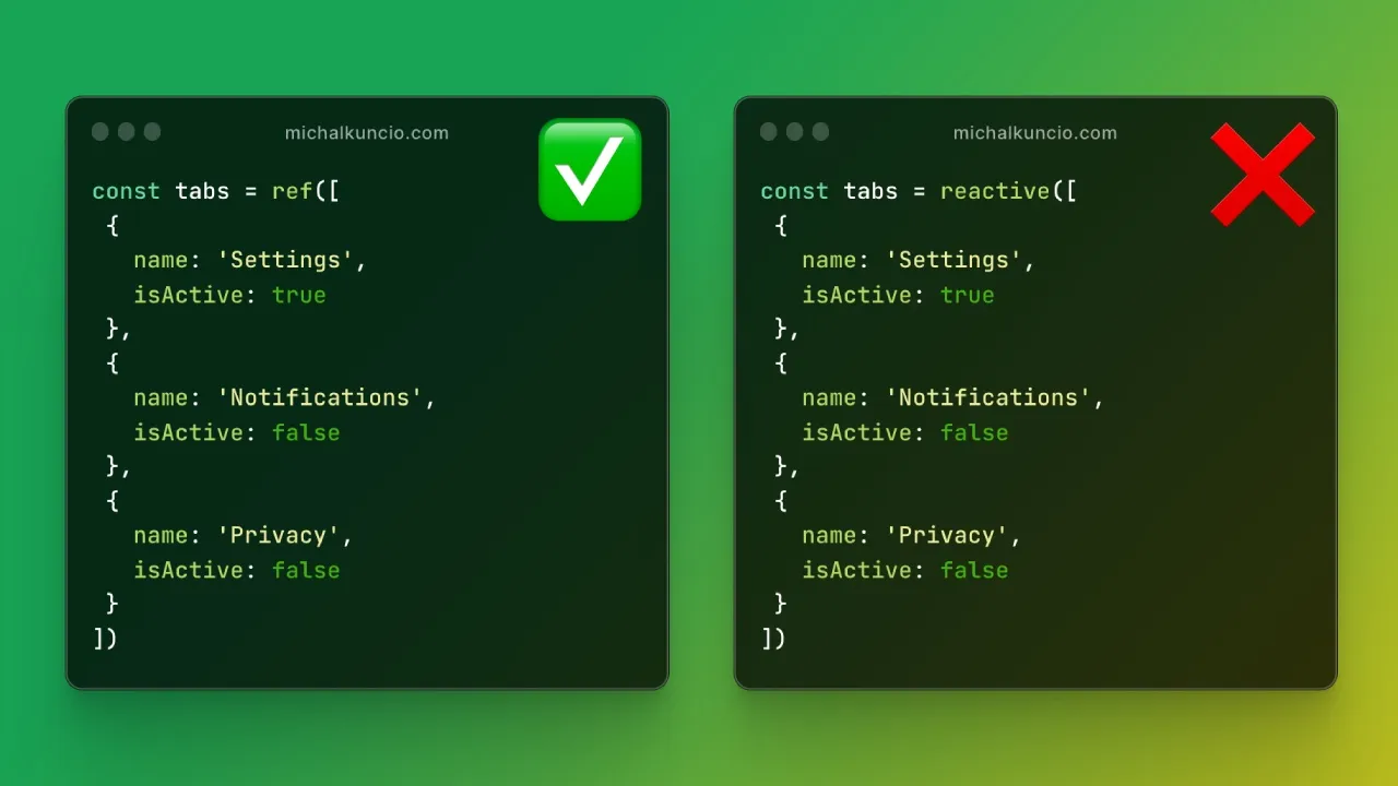 Please stop using reactive() in Vue 3 Composition API | Michał Kuncio - Modern webdev - the cool ...